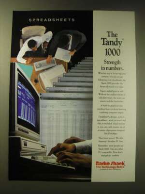 1989 Radio Shack Tandy 1000 Computer Ad - Spreadsheets The Tandy 1000 ...