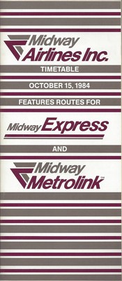 Midway Airlines system timetable 10/15/84 [5051] | eBay