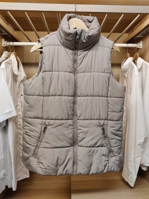 MARKS AND SPENCER GILET BODYWARMER UK 16 FAWN PADDED PUFFER ZIP UP ...