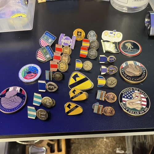 Military Pins And Challenge Coin Lot Of 30 Army Navy Marine POW Purple ...