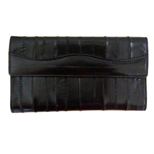 Genuine Eel Skin Leather Wallet Trifold Purse | eBay