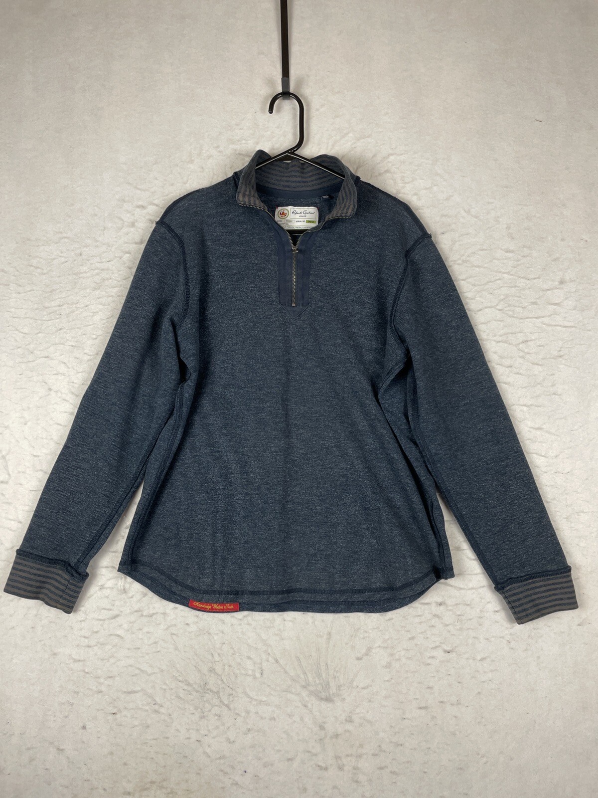 Robert Graham 1/4 Zip Pullover Sweater Jacket Mens Large Blue Cotton ...