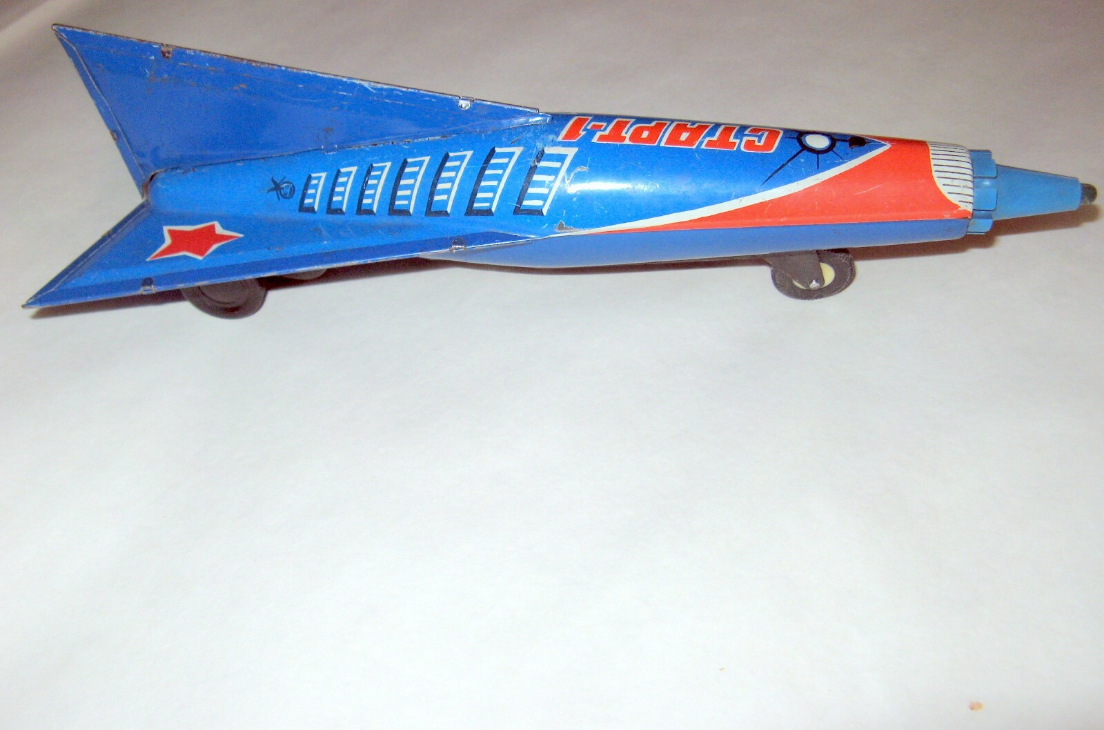 VINTAGE TIN TOY ROCKET SPACE START-1 60'S TIN FRICTION HOLDRAKETA USSR ...