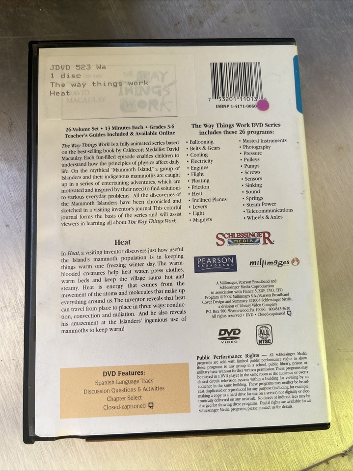 The Way Things Work Heat Schlessinger Science Library DVD 13 min Grades ...