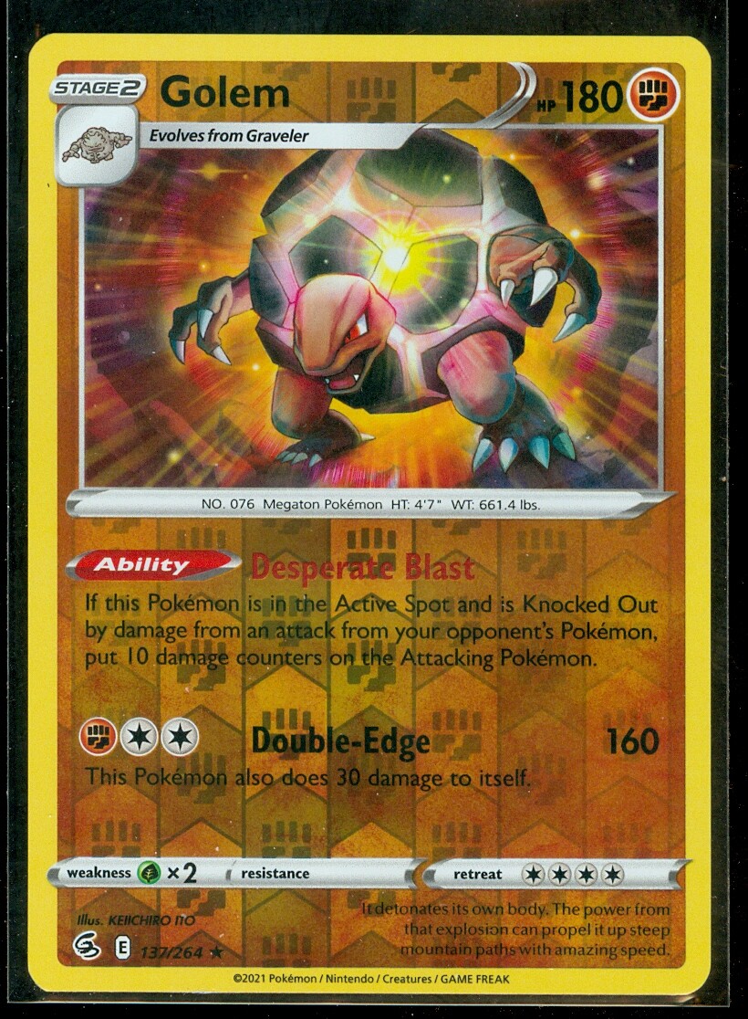 Pokemon GOLEM 137/264 Fusion Strike - RARE Rev Holo - - MINT | eBay