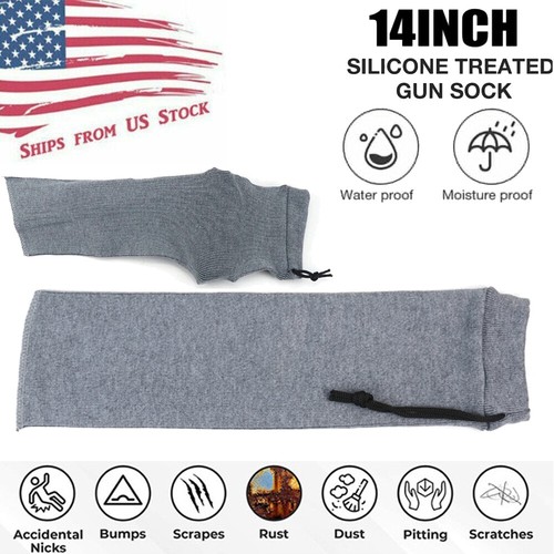 Gray 14inch Silicone Treated Pistol Socks Gun Cover Storage Non-Slip ...