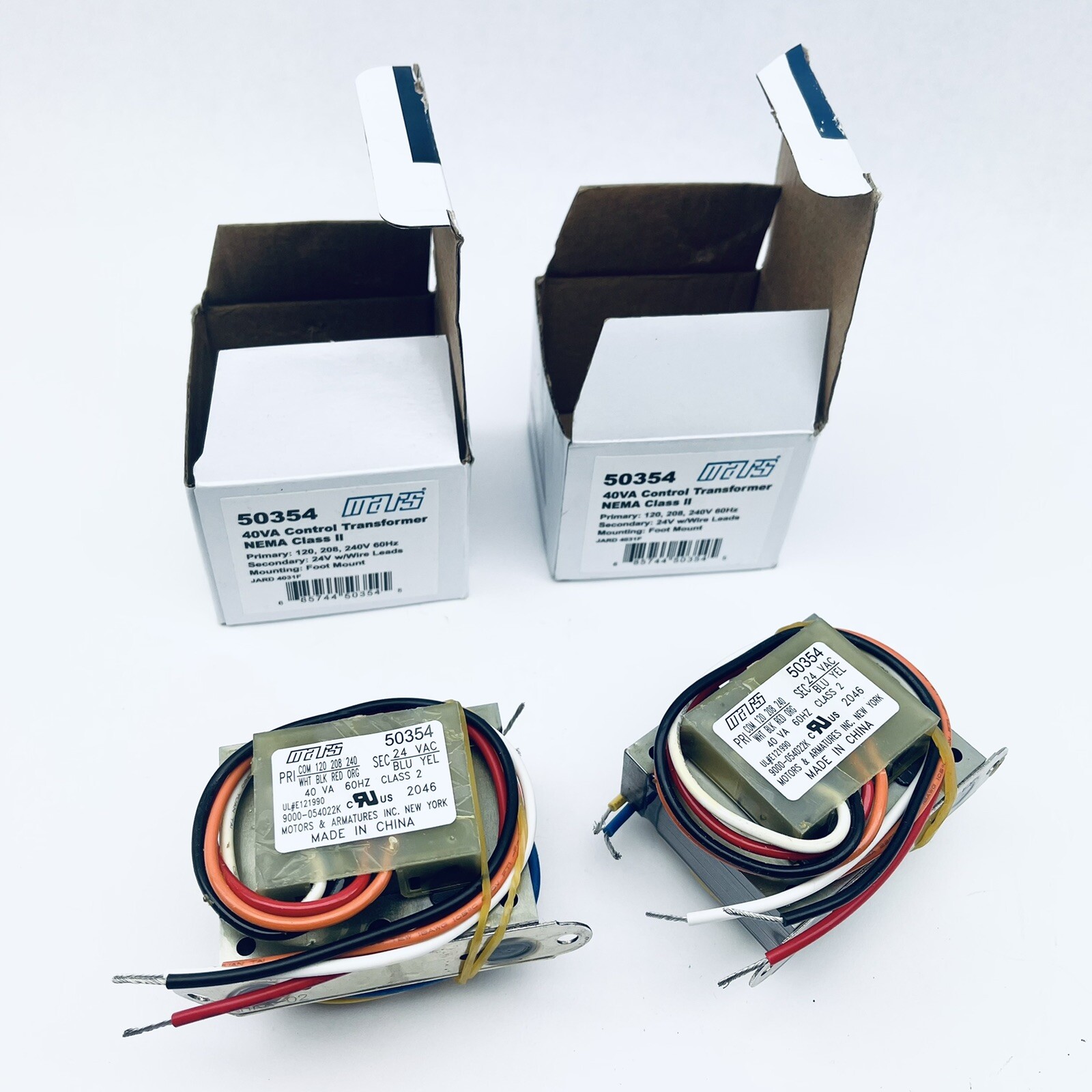 LOT OF 2 MARS 50354 CONTROL TRANSFORMER 40VA, NEMA CLASS II ...