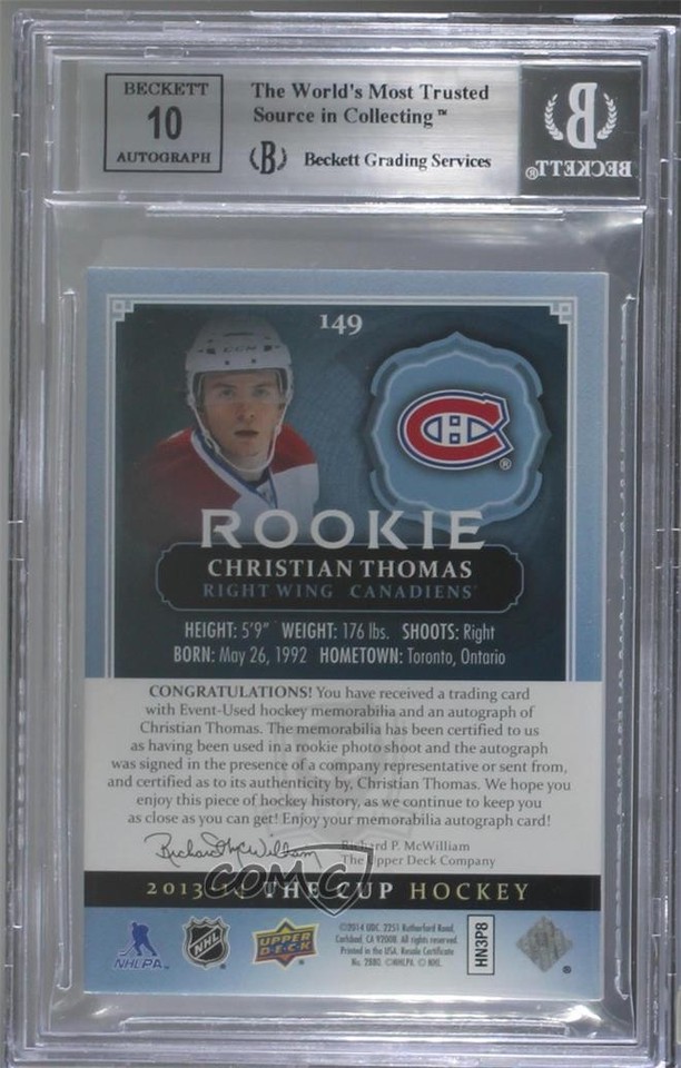 2013-14 The Cup /249 Christian Thomas #149 BGS 9 MINT RPA Rookie Patch ...