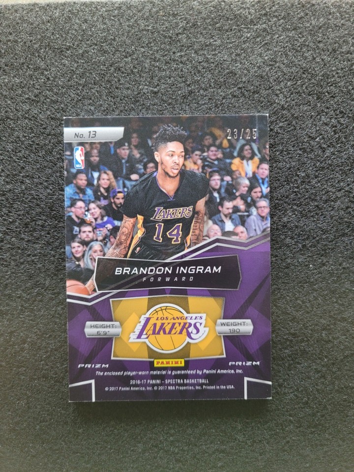 2016 Panini Spectra Brandon Ingram Rookie Triple Patch Green Scope #d ...