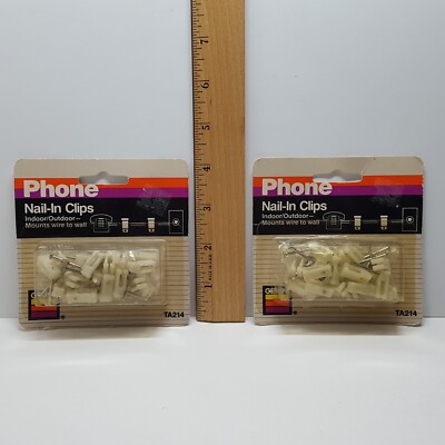 2 Packs Vintage GEMINI Phone Line Cable Indoor & Outdoor Nail In Clips ...