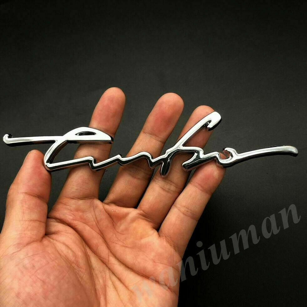 1X NEW Metal Art Cursive Turbo trunk badge fender Car Rear Emblem Decal ...