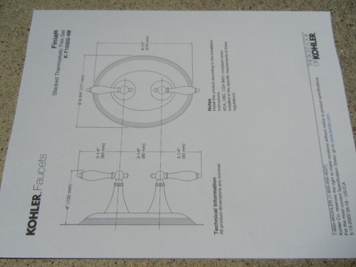 Kohler Finial K-T10302-4M-AF Stacked Valve Shower Bath Trim with Lever ...