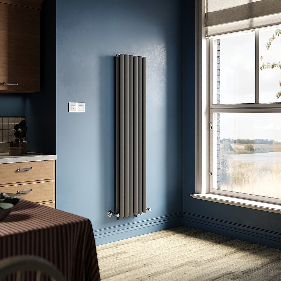 Anthracite Vertical Column Designer Radiator Mirror Double/Single ...