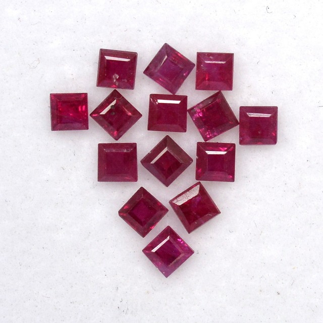 1.66 Cts Natural Ruby Square Cut 2.50 mm Lot 14 Pcs Red Shade Loose ...