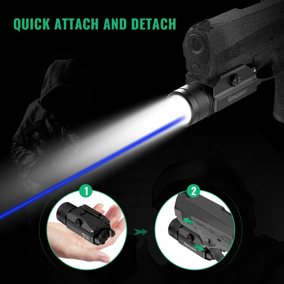 TOUGHSOUL 1200 Lumens Tactical Flashlight & Blue Beam Laser Sight ...