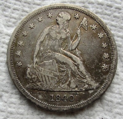 1840 Seated Liberty Silver Dollar Early Rare Key Date Type Coin XF / AU ...