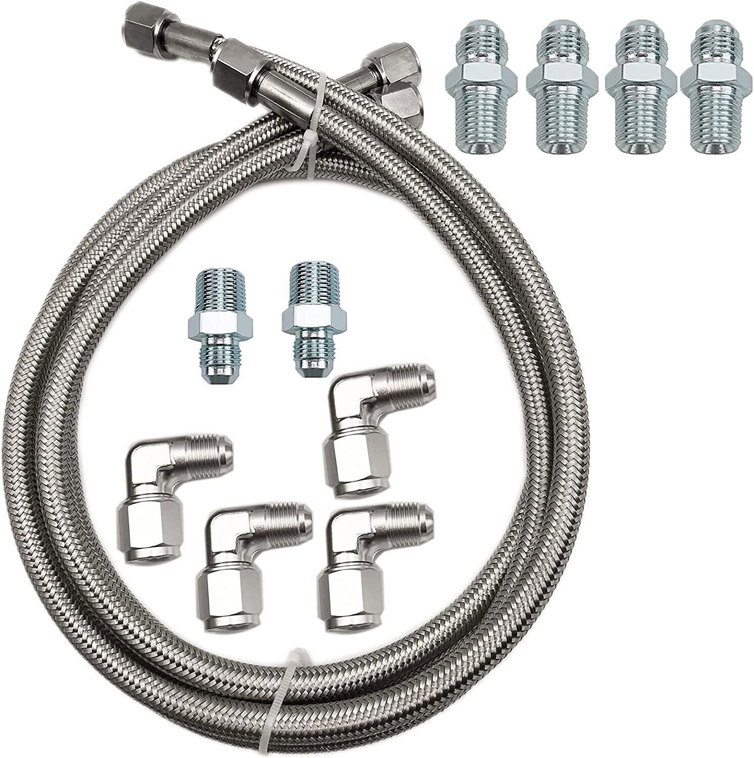 SS Braided Transmission Cool Hoses Lines Kit For Chevy Ford TH350 700R4 ...