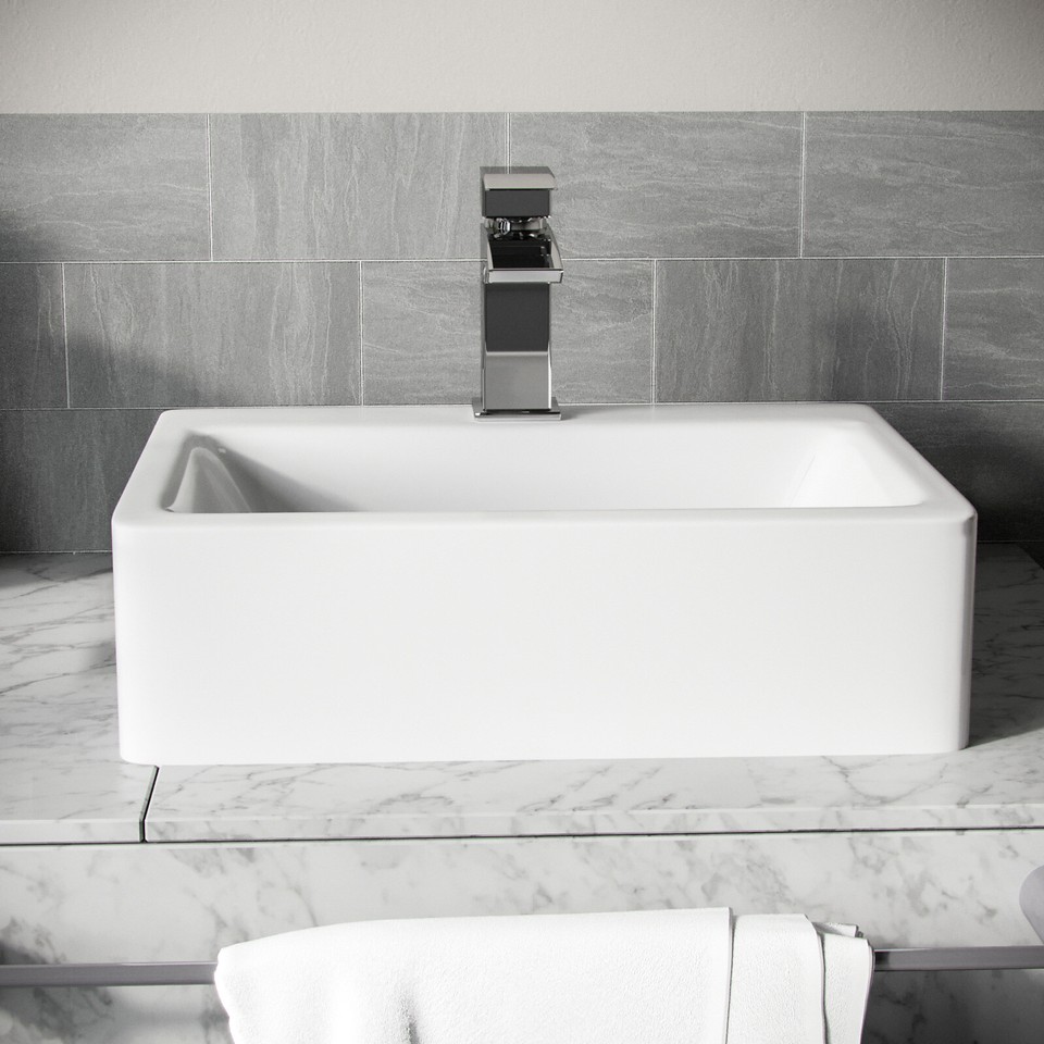 Bathroom Basin Sink Hand Wash Counter Top Wall Mounted Hung Ceramic ...