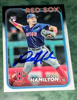 DAVID HAMILTON SIGNED CARD RC CARD 2024 TOPPS BASEBALL AUTOGRAPHED RED ...