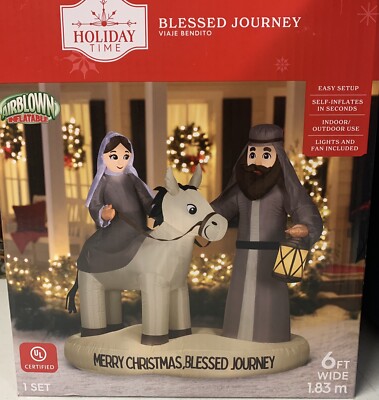 Airblown Inflatables Christmas 6 Foot Mary And Joseph W/ Donkey-Blessed ...