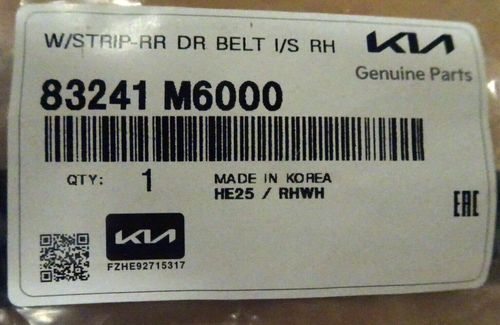 NEW OEM 2019-21 KIA FORTE Belt Weather-Strip REAR DOOR BELT RH 83241 ...