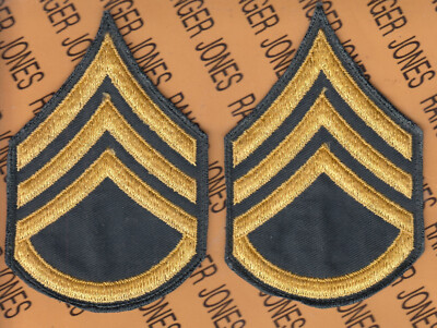 US Army Vietnam era Staff Sergeant SSG E-6 ~4.5" Class A rank patch set ...