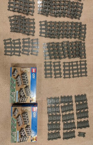Lot ( 131) pcs LEGO train track. straight, curved, flexible and new ...