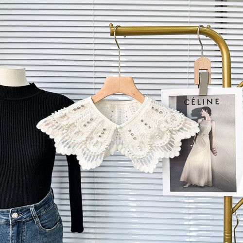 Lace Up Shawl Imitation Wool Woven Beaded Collar Cloak Fake False ...