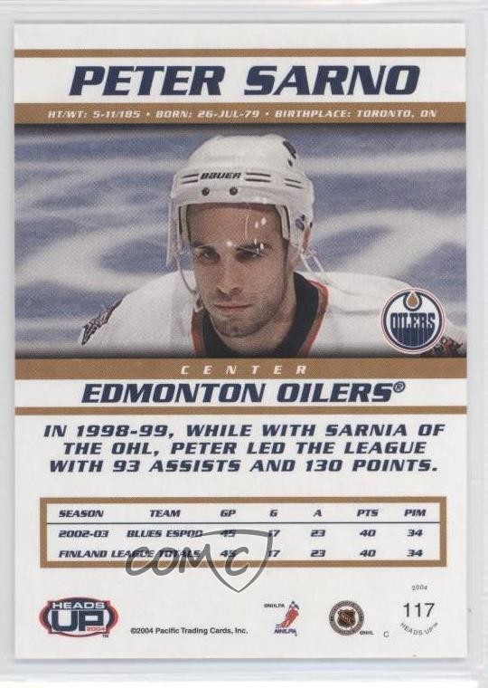 2003-04 Pacific Heads Up Retail LTD Peter Sarno #117 Rookie RC | eBay