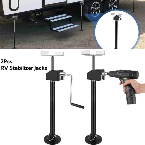 2x Quick-Lift RV Stabilizer Jacks 20"-34" Heavy Duty Steel 5000lbs Step ...