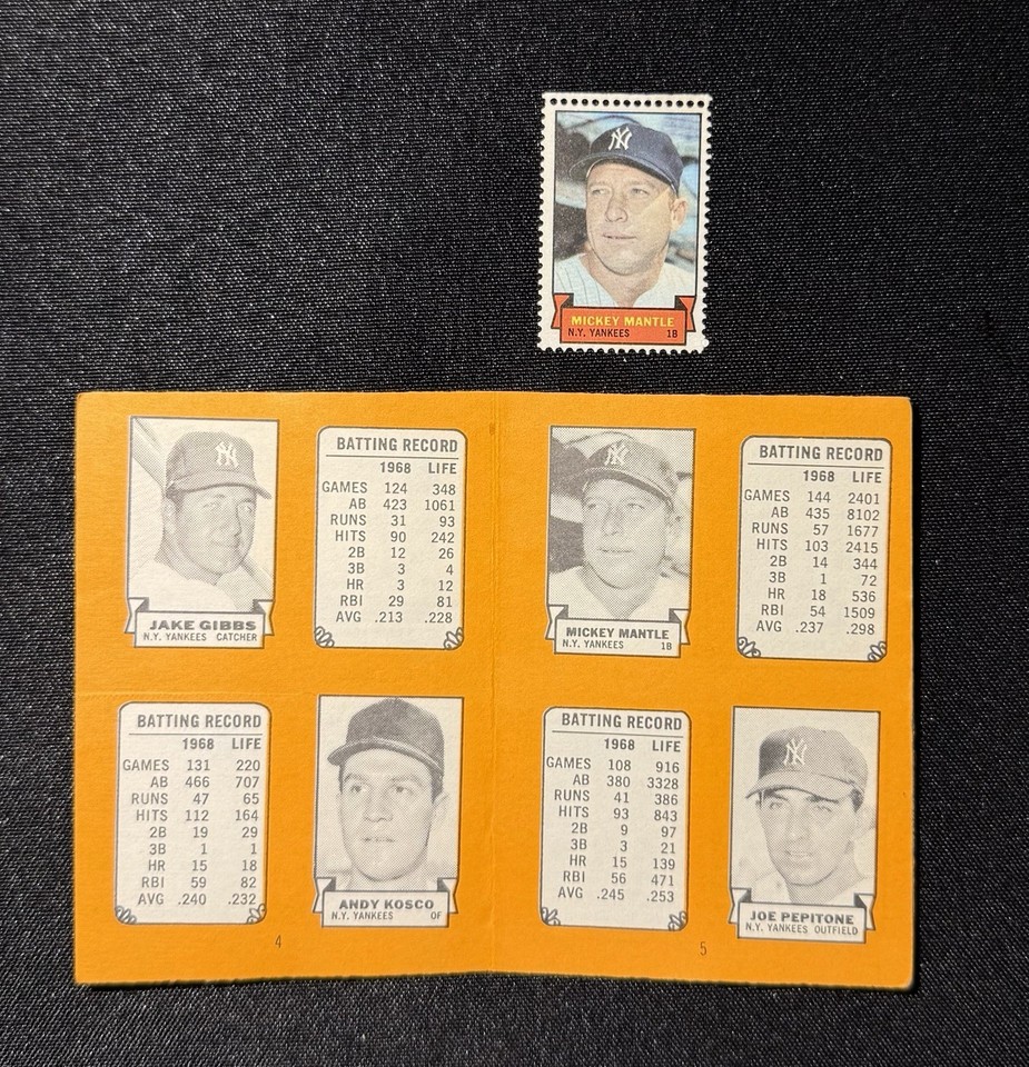RARE 1969 TOPPS BASEBALL STAMPS BOX COMPLETE PANELS MICKEY MANTLE STAMP ...
