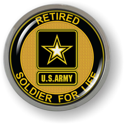 Emblem Car Sticker Chrome ROUND Bezel - Retired Soldier for Life U.S ...