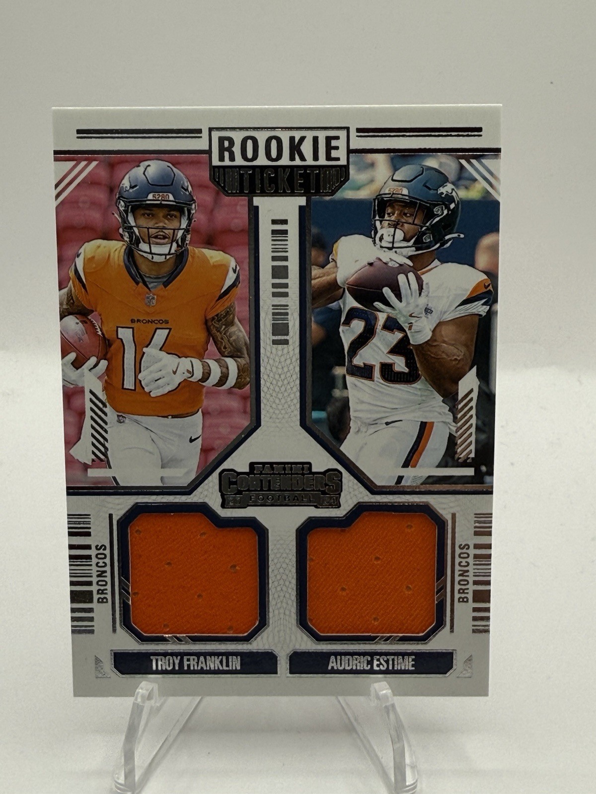 2024 Panini Contenders Troy Franklin - Audric Estime Rookie Ticket Dual ...