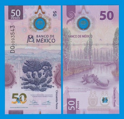 2024 !! Mexico 50 Pesos, P 130Ad, UNC New date 2024 Polymer ( P 130 A d ...
