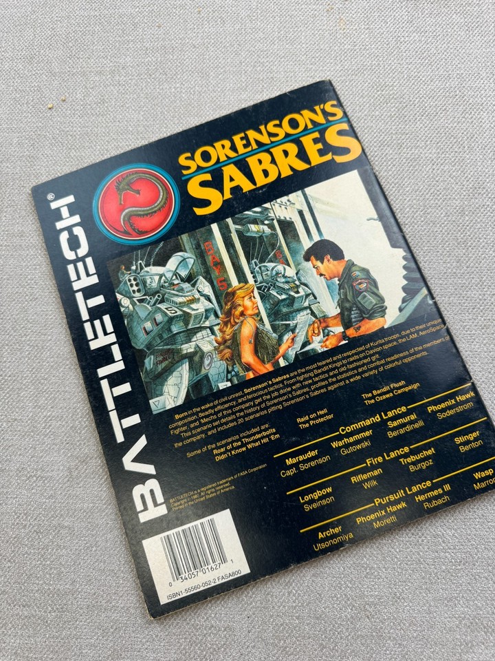FASA Battletech: 1627 Sorenson's Sabres scenario book | eBay