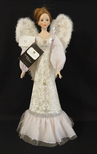 Vtg Katherines Collection Angel Doll w/Wings White Jeweled Glittery COA ...