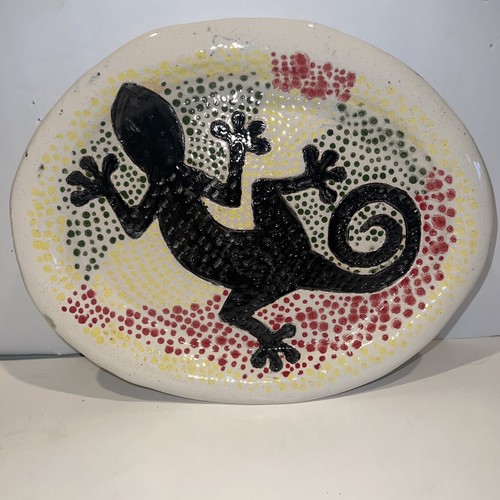 Gecko Dots Art Trinket Oval Dish Aboriginal Design Lizard Rough Goanna ...