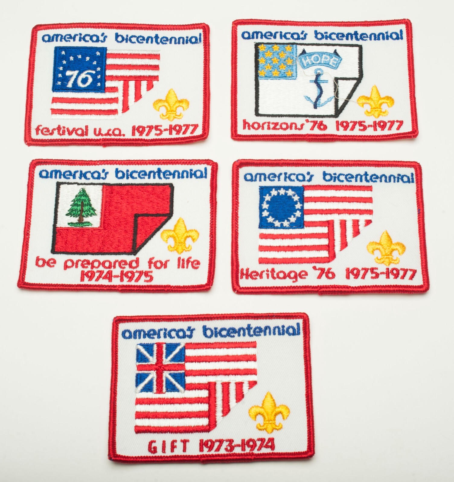 Set of Five 1973-77 BSA Boy Scout Bicentennial Patches in Mint ...