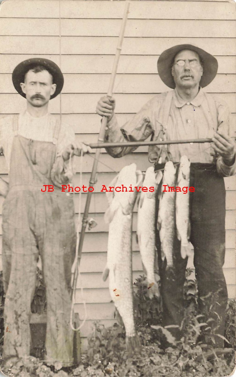 Unknown Location, RPPC, Fishing, Two Men with their Daily Catch on a ...