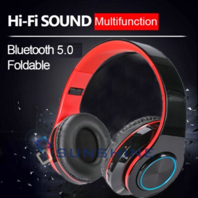 Wireless/Wired bluetooth Headphones Foldable Stereo Earphones Pro Bass ...