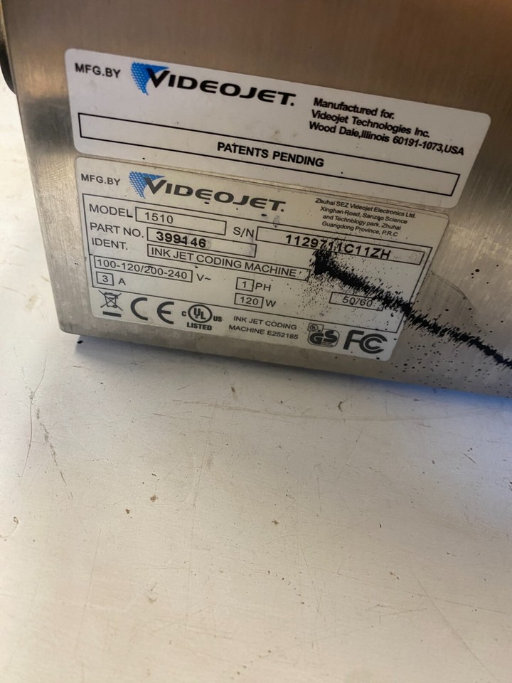 VideoJet 1510 Ink Jet Coder Coding Machine 399146 | eBay
