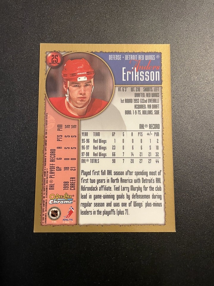 Anders Eriksson 1998-99 Topps O-Pee-Chee Chrome Refractor 25 Detroit ...