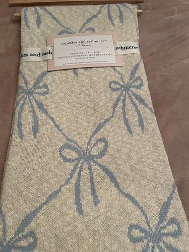 Cupcakes & Cashmere Blue Bow -Sweater Feel -Over-sized throw NWT | eBay