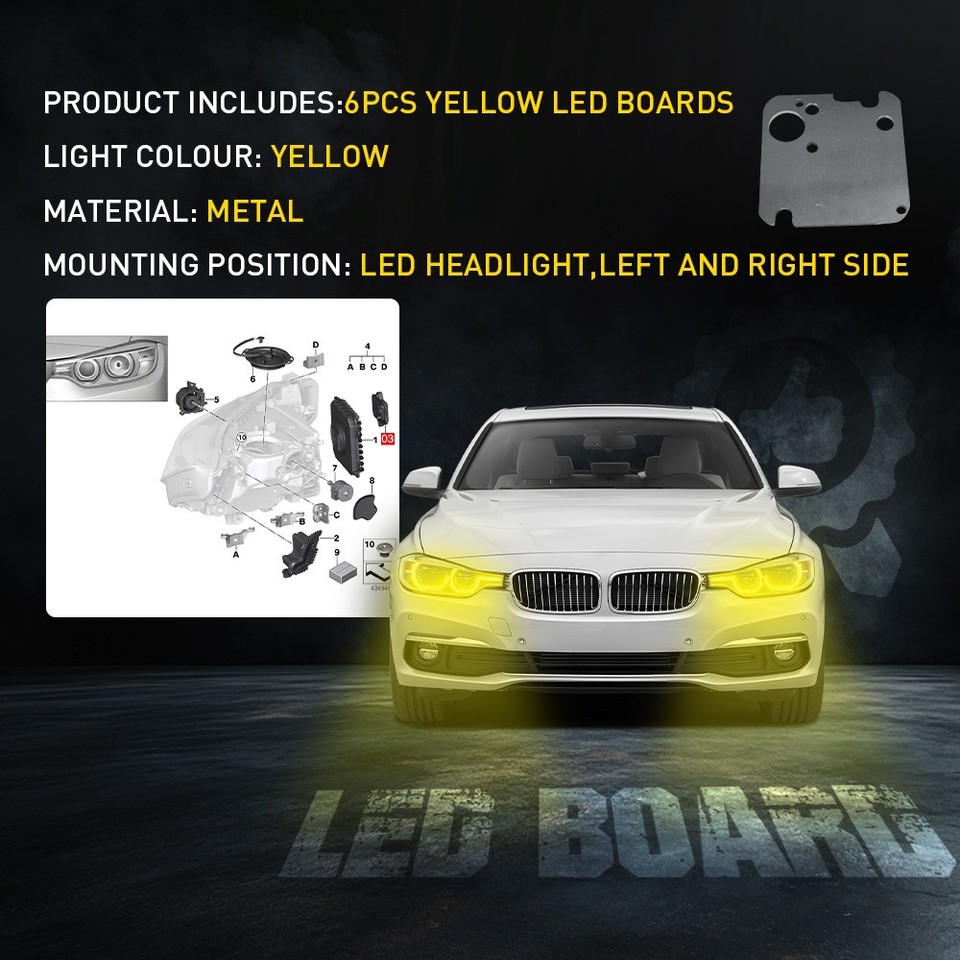 6X Fit BMW 328i 328iX 340i 340iX 330e Yellow DRL Daytime Running Light ...