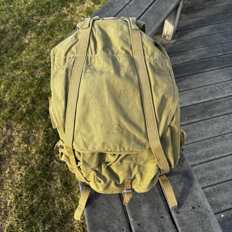 Vintage 1940s U.S. Army M1942 Mountain Rucksack WW2 Era Canvas Bag With ...
