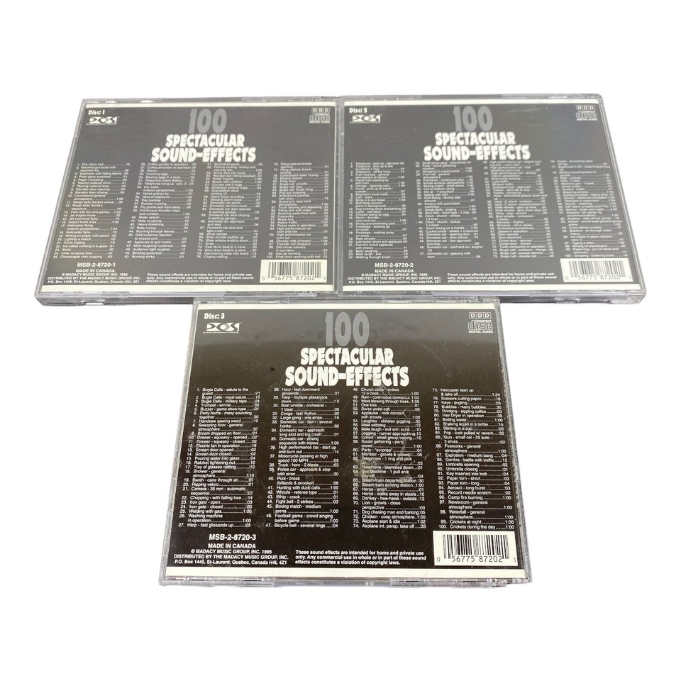 100 Spectacular Sound-Effects Lot Of 3 CDs Total 300 Sound Effects | eBay