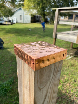 4x4 Hammered Textured Solid Copper Deck Fence Post Cap Made in USA ...