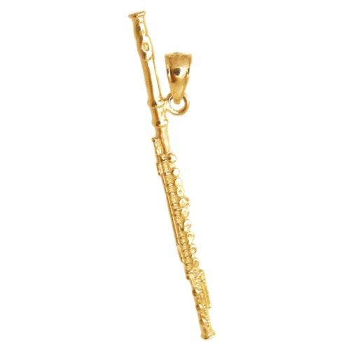 New 14k Yellow Gold Flute Charm Pendant | eBay