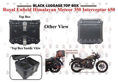 Black "Top Box With Lock Fit For All Royal Enfield Motorcycle" | eBay