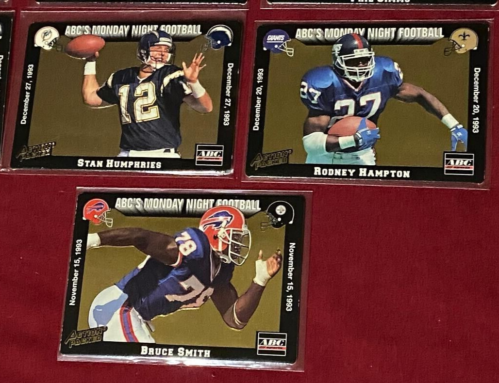 Huge Lot (25) Of 1993 ABCs Monday Night Football Action Packed Cards ...